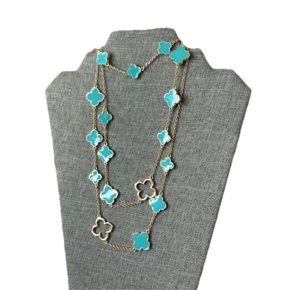 Jewelry | Turquoise And Gold California Clover Leaf Necklace | Poshmark